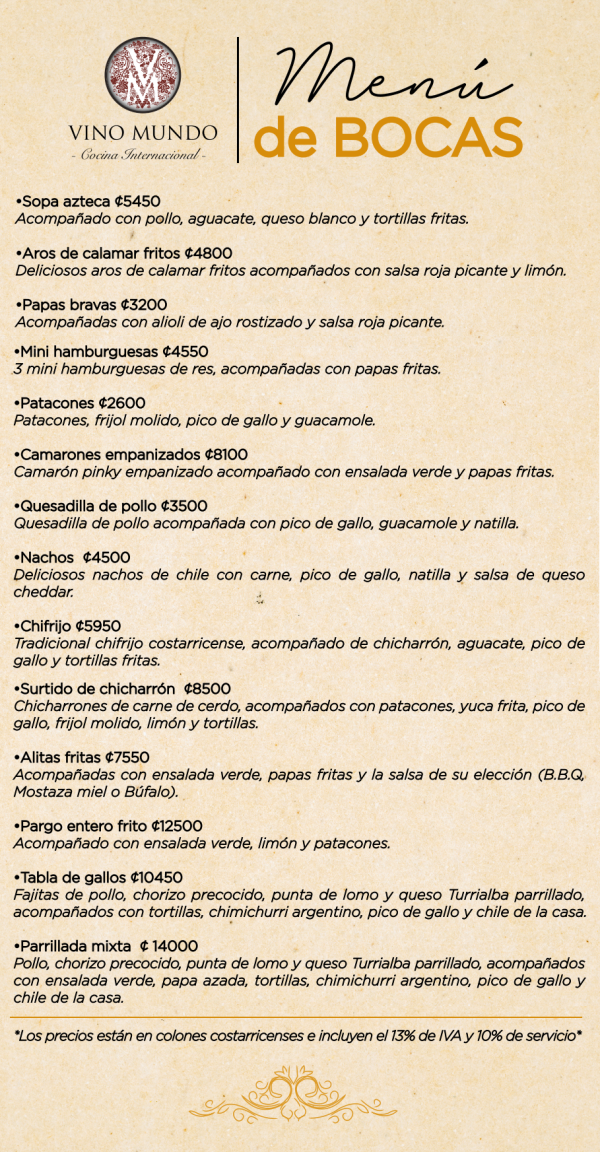 Menu bocas – Vino
